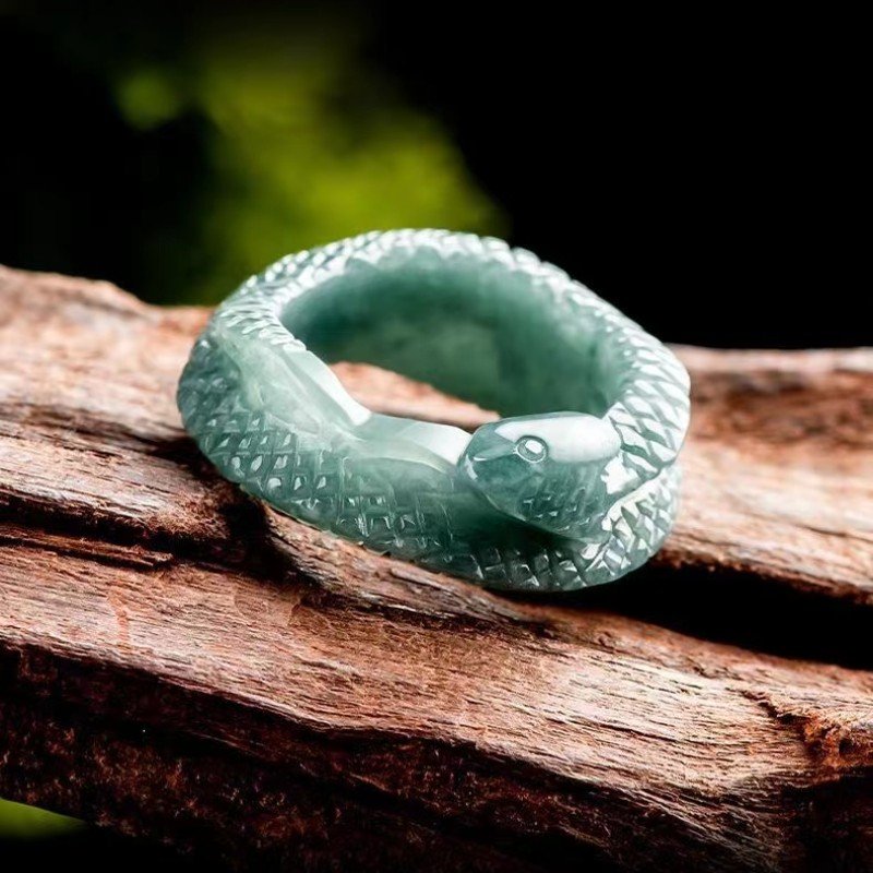 A Grade Jade Ring Snake Carved for Men
